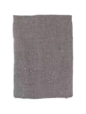 Brunello Cucinelli Sequin-embellished Frayed Scarf - Grey
