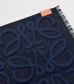 Loewe Cotton-wool-silk Anagram Appliqué Scarf - Blue