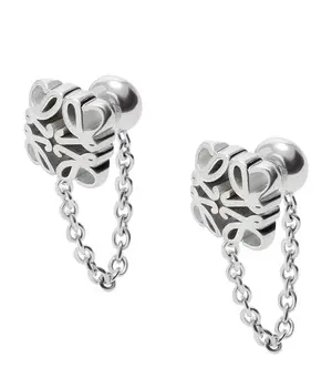 Loewe Sterling Bombé Anagram Chain Stud Earrings - Silver