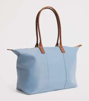 Harrods Medium Nylon Tote Bag With Leather Trim