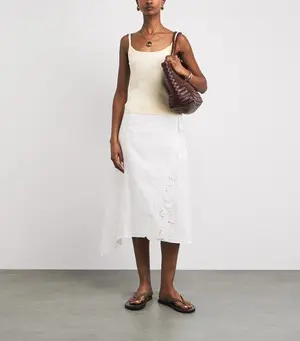SIR. Klara Embroidered Cotton Midi Wrap Skirt - Ivory