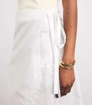 SIR. Klara Embroidered Cotton Midi Wrap Skirt - Ivory
