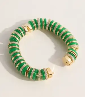 Eddie Borgo Gold-plated Jade, Malachite And Pavé Crystal Lenox Bracelet
