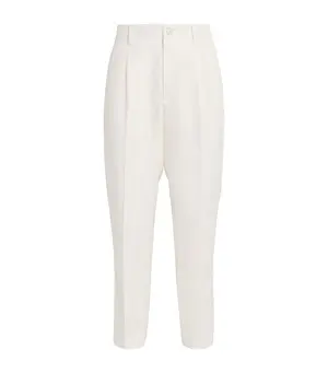Canali Linen-silk Straight Fit Suit Trousers - Beige