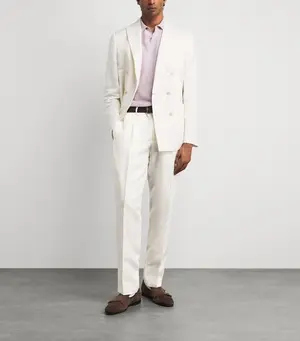 Canali Linen-silk Straight Fit Suit Trousers - Beige