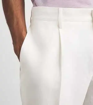Canali Linen-silk Straight Fit Suit Trousers - Beige