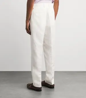 Canali Linen-silk Straight Fit Suit Trousers - Beige