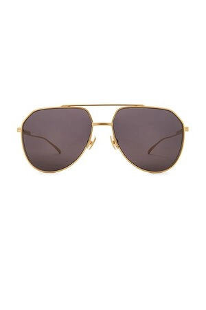 Bottega Veneta Light Ribbon Pilot Aviator Sunglasses - Gold