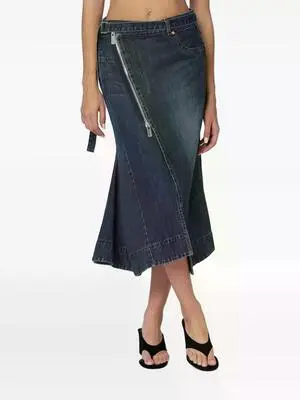Sacai Zip Detail Flared Hem Skirt