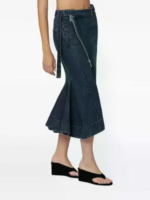 Sacai Zip Detail Flared Hem Skirt