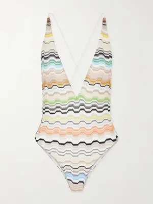 Missoni Missoni Mare Striped Crochet-Knit One-Piece Swimsuit Multi