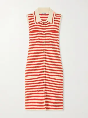 Altuzarra Mamie" Striped Cotton-blend Bouclé Mini Dress - Red