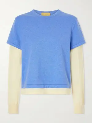 Guest In Residence Layered Cotton, Cashmere And Silk Blend T-shirt - Blue