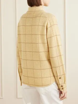 Guest In Residence Dylan Checked Knitted Cashmere And Linen-blend Shirt