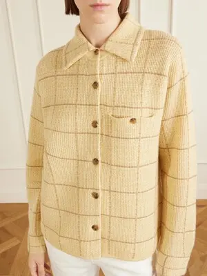 Guest In Residence Dylan Checked Knitted Cashmere And Linen-blend Shirt