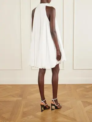 Alaïa Halterneck Cotton-poplin Balloon Mini Dress - White