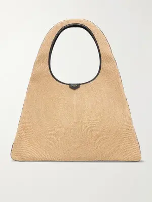 Alaïa Leather-trimmed Paper Straw Shoulder Bag