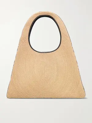 Alaïa Leather-trimmed Paper Straw Shoulder Bag