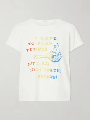 MOTHER The Boxy Goodie Goodie Printed Cotton-jersey T-shirt - White