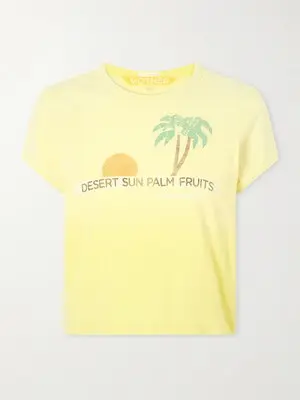 MOTHER Itty Bitty Ringer Printed Cotton-jersey T-shirt - Yellow