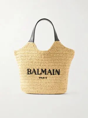 Balmain Cabas Mini Raffia Tote - Neutrals