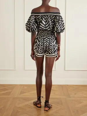 Johanna Ortiz Printed Off-the-shoulder Playsuit