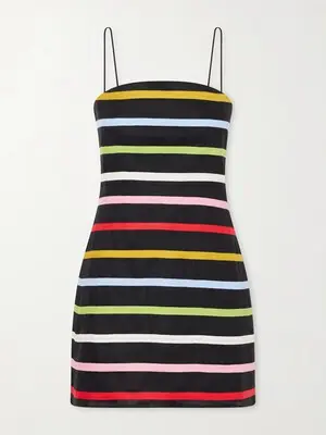 CALA DE LA CRUZ Roma Striped Linen Mini Dress