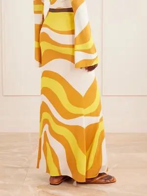 CALA DE LA CRUZ Halia Printed Jersey Maxi Skirt