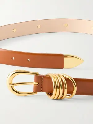 DEHANCHE Hollyhock Embellished Leather Belt - Brown