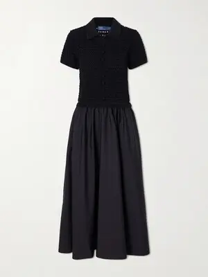 Polo Ralph Lauren Crocheted Cotton-poplin Maxi Dress - Black