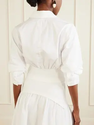 Simkhai Stiles Gathered Cotton-poplin Shirt - White