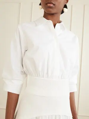 Simkhai Stiles Gathered Cotton-poplin Shirt - White