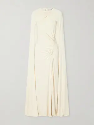 Simkhai Cape-effect Gathered Jersey Gown