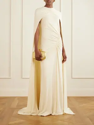 Simkhai Cape-effect Gathered Jersey Gown