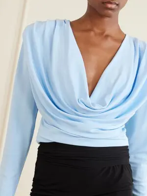 Wardrobe.NYC Draped Crepe-jersey Top - Blue