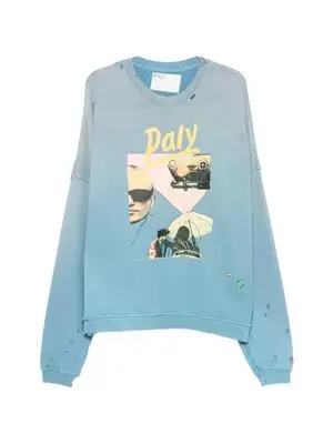 PALY Crew Neck Graphic Print Sweatshirt - Blue