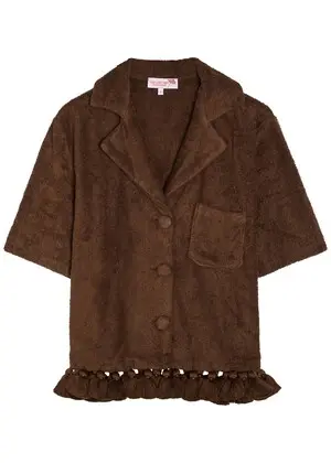 Cap D'antibes Antonia Tasseled-hem Terry Shirt - Brown