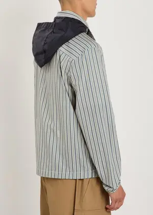 Moncler Striped Hooded Cotton Jacket - Blue