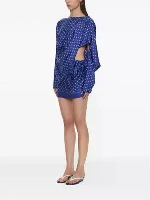 Christopher Esber Bandana Print Cutaway Mini Dress - Blue