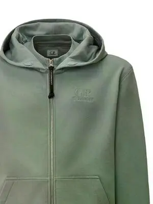 C.P. COMPANY Logo Embroidered Zip-up Hoodie