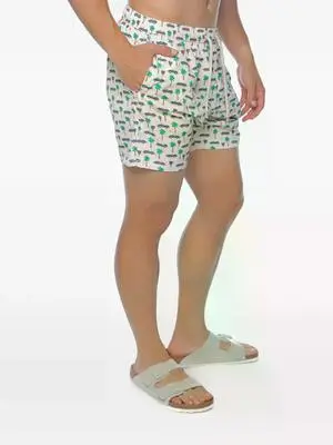 MC2 SAINT BARTH Palm Tree-print Swim Shorts - Neutrals
