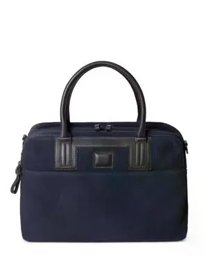 HACKETT LONDON Leather-trimmed Canvas Holdall - Blue