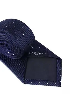 HACKETT LONDON Polka-dot Textured-weave Neck Tie - Blue
