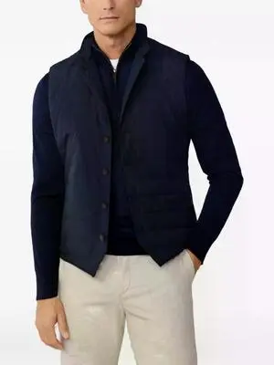 HACKETT LONDON Quilted Knit-back Gilet - Blue