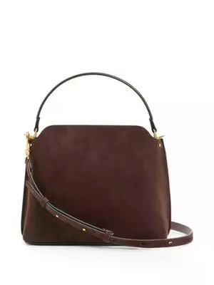 Valentino Garavani Suede Handbag With Embossed Vlogo - Brown