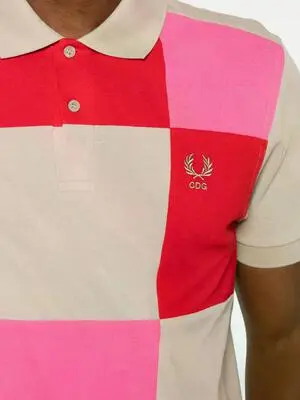 Comme Des Garçons Patchwork-effect Logo-embroidered Polo Shirt - Neutrals