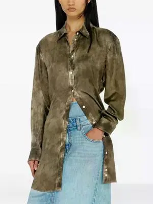DIESEL® Logo-jacquard Crinkled Satin Shirt