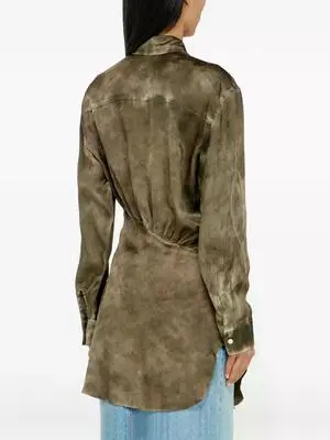 DIESEL® Logo-jacquard Crinkled Satin Shirt