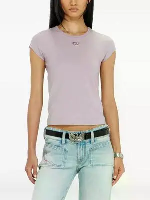 DIESEL® T-shirt With Embroidered Logo Cut-out - Purple