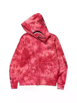 A BATHING APE Shark Tie-Dye Full Zip Hoodie Red